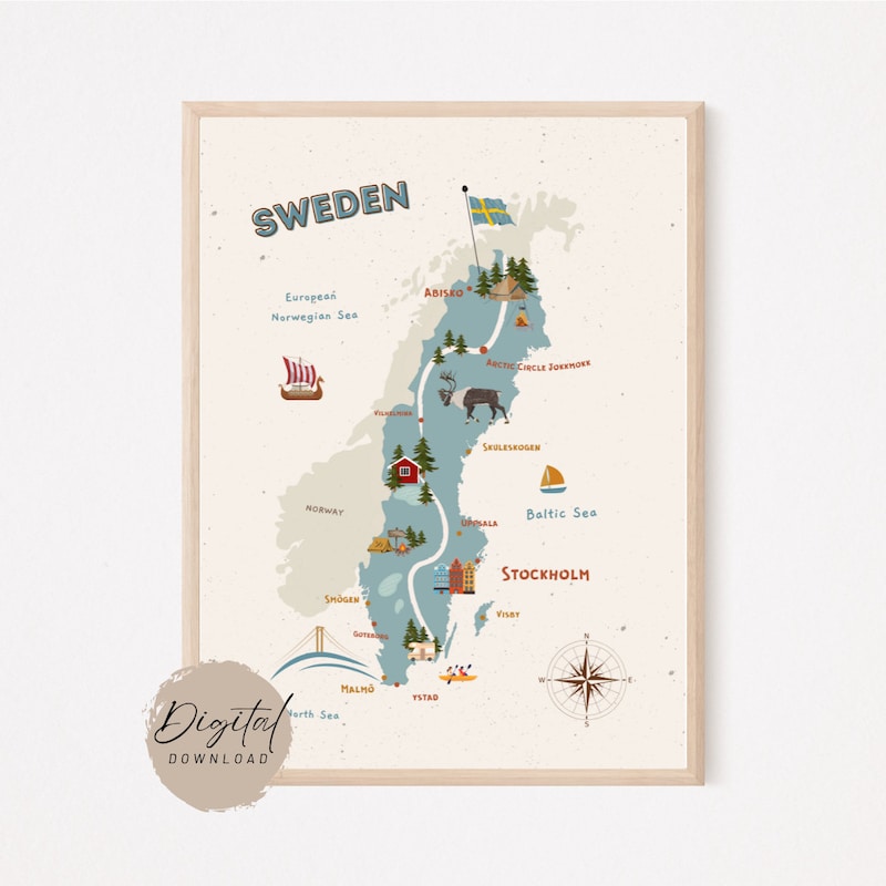 Sweden Map Printable - Etsy