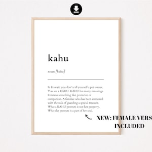 Kahu Definition Poster | Kahu Hawaiian Meaning Pet Owners | Dog Poster ...