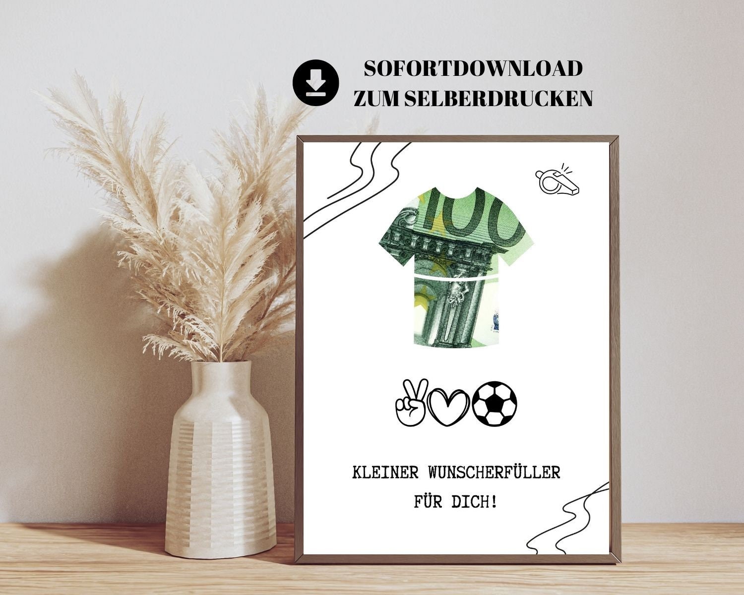 Geldgeschenk Fußball Trikot | Wunscherfüller | Sofortdownload zum Selberdrucken - Etsy.de