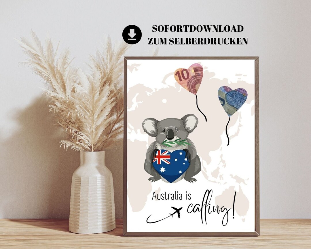 Australia Money Gift to Print Yourself | Travel Fund Australia ...