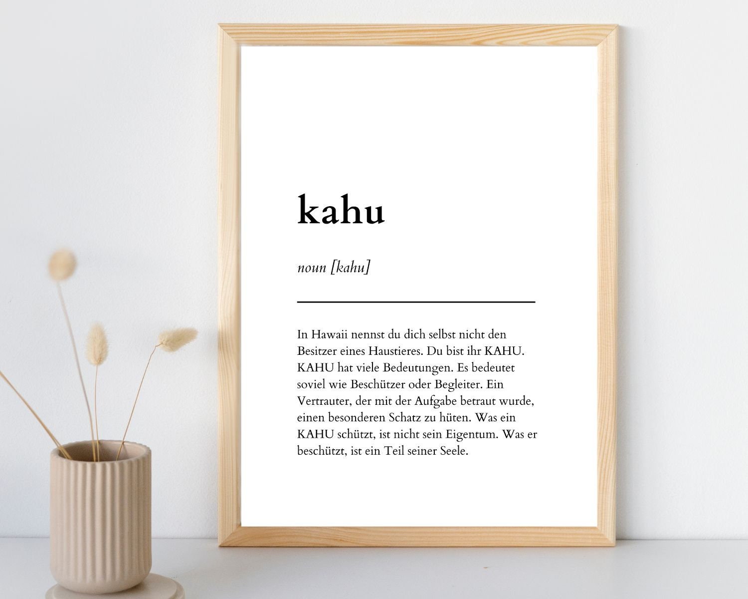 Kahu Definition Poster German | Kahu Hawaiian Meaning for Pet Owners | Dog Poster With Kahu ...