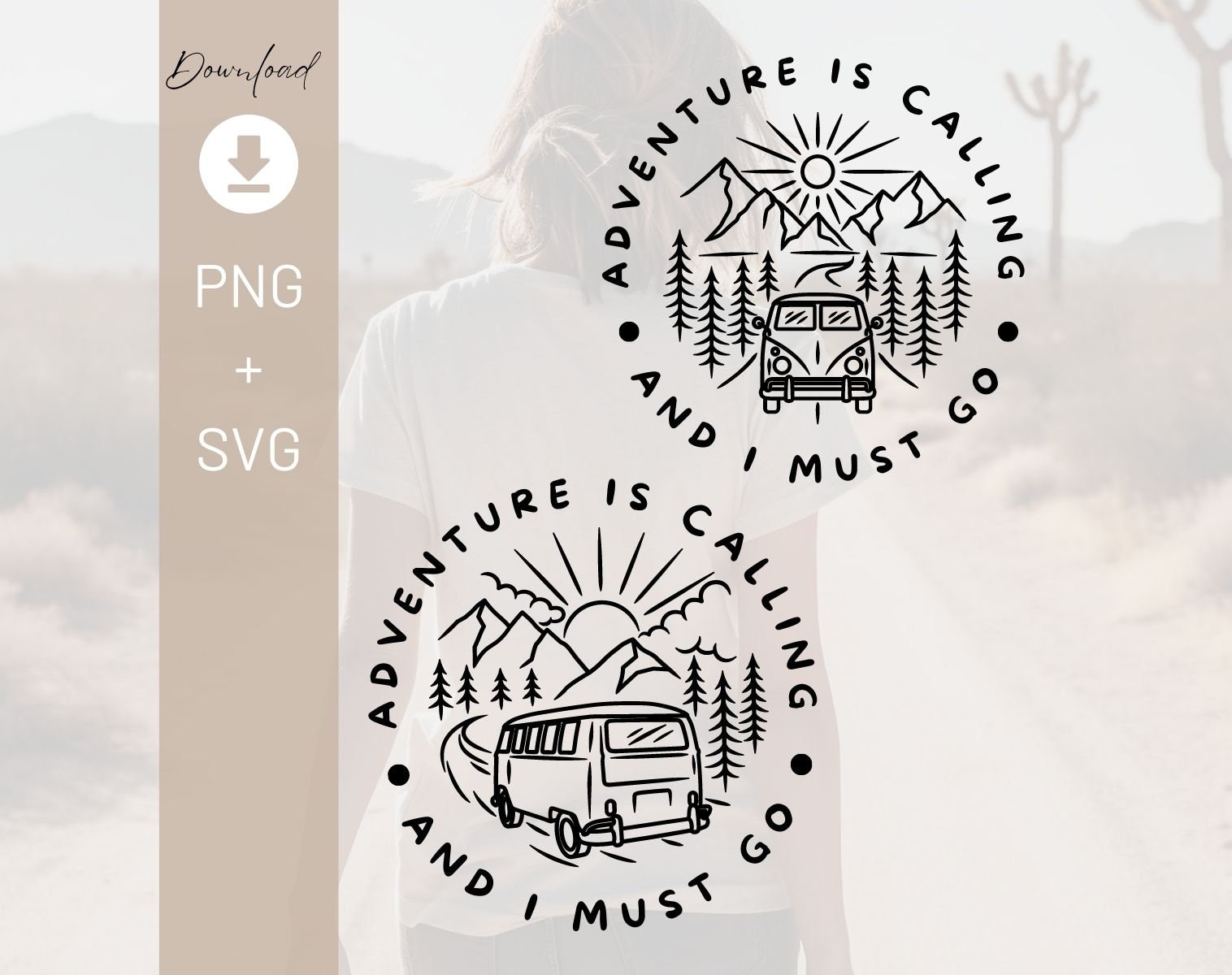 2 Adventure VW Bulli Graphics, Camper Van Svg PNG, Vanlife Roadtrip Png ...