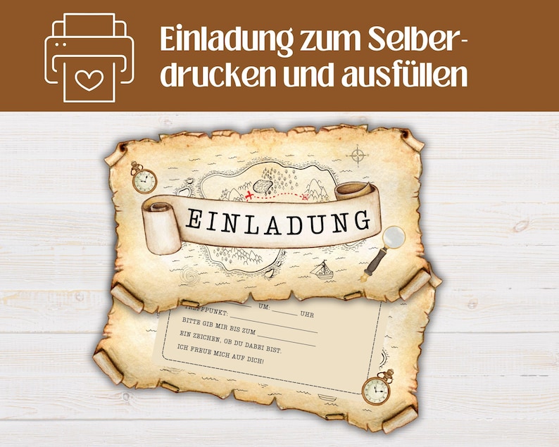 Treasure Hunt Invitation Card (printable PDF Download) | Scavenger Hunt ...