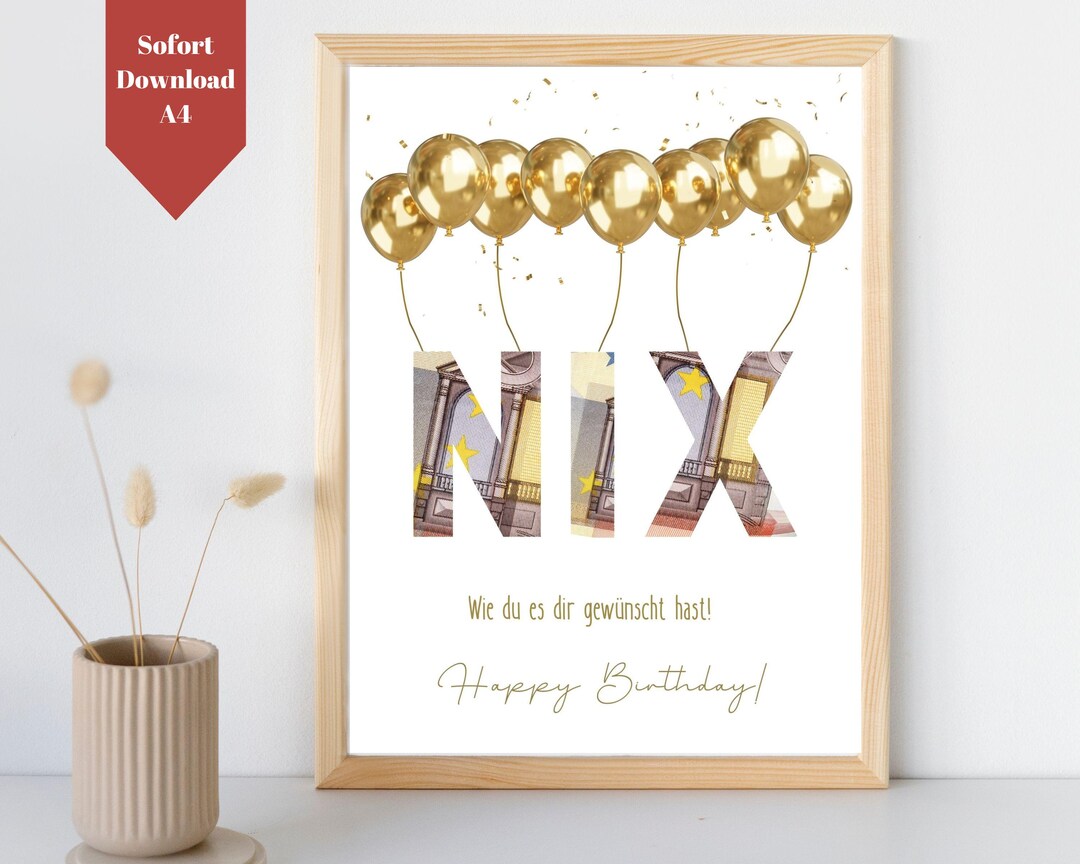 Money Gift NOTHING Birthday Template | Funny Money Gift Birthday ...