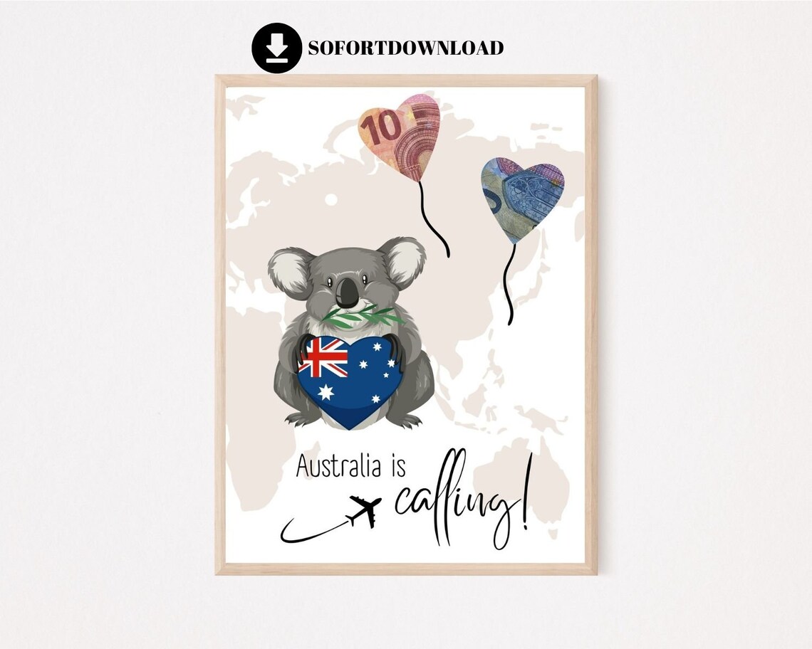Australia Money Gift to Print Yourself | Travel Fund Australia ...