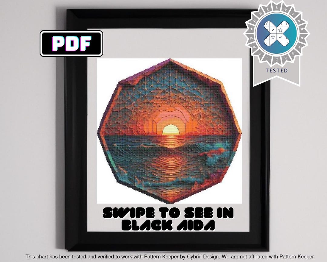 Sunset Polygon Art Cross Stitch Pattern - Modern Geometric Design - Etsy