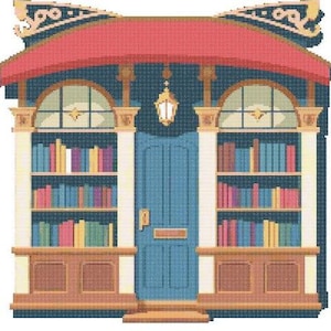Cozy Bookstore Cross Stitch Pattern - DIY Library Needlework - Etsy
