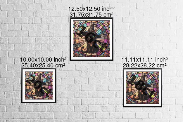 Black Cat Witch Cross Stitch Pattern - Stained Glass Style - Etsy