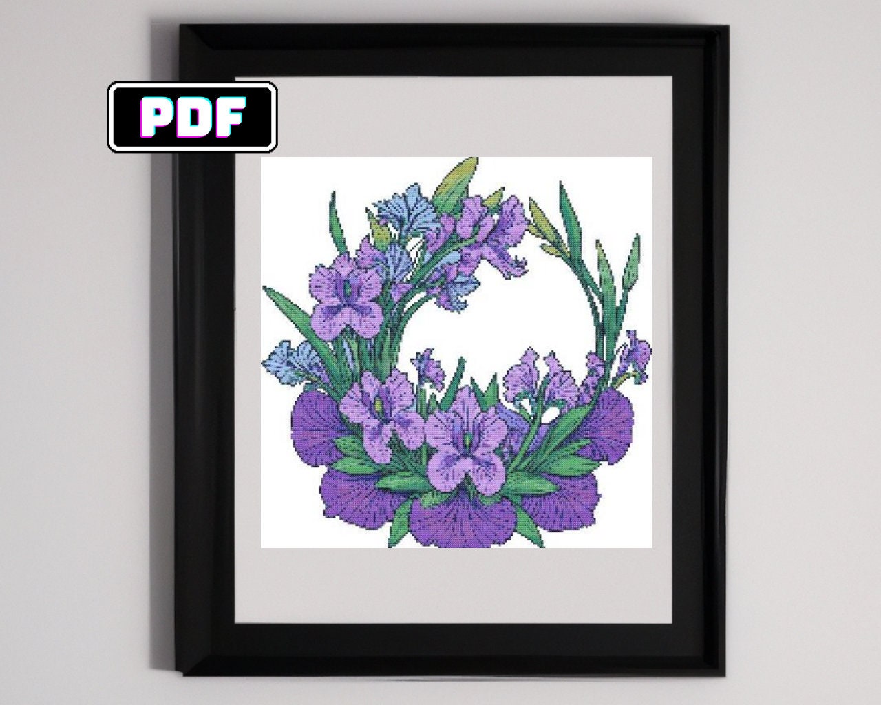 Iris Flower Cross Stitch Pattern Instant Download DIY Floral Needlework ...