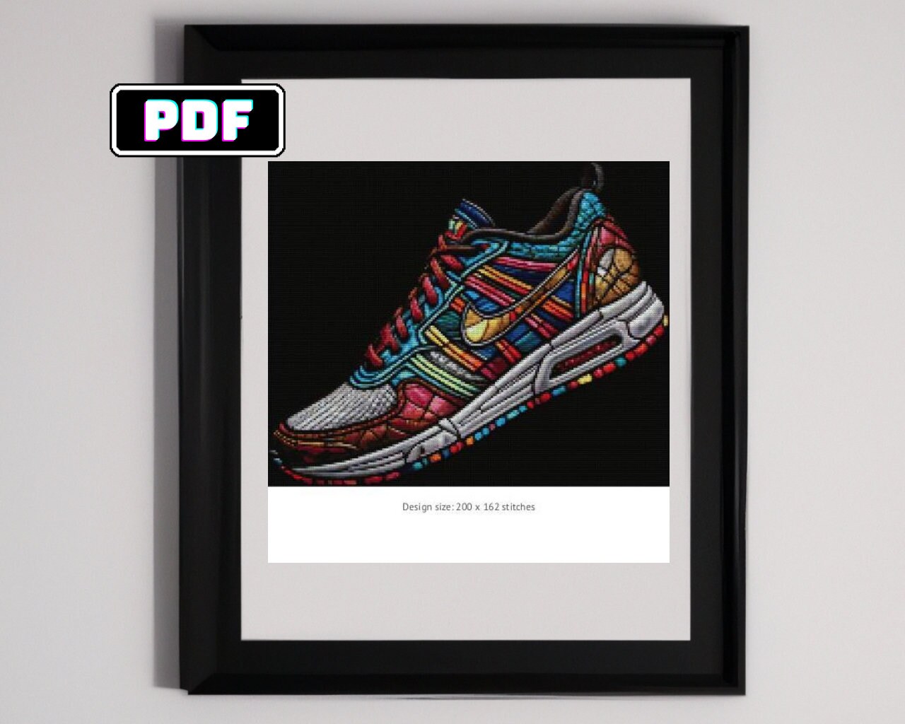 Colorful Stained Glass Sneaker Cross Stitch Pattern - Etsy