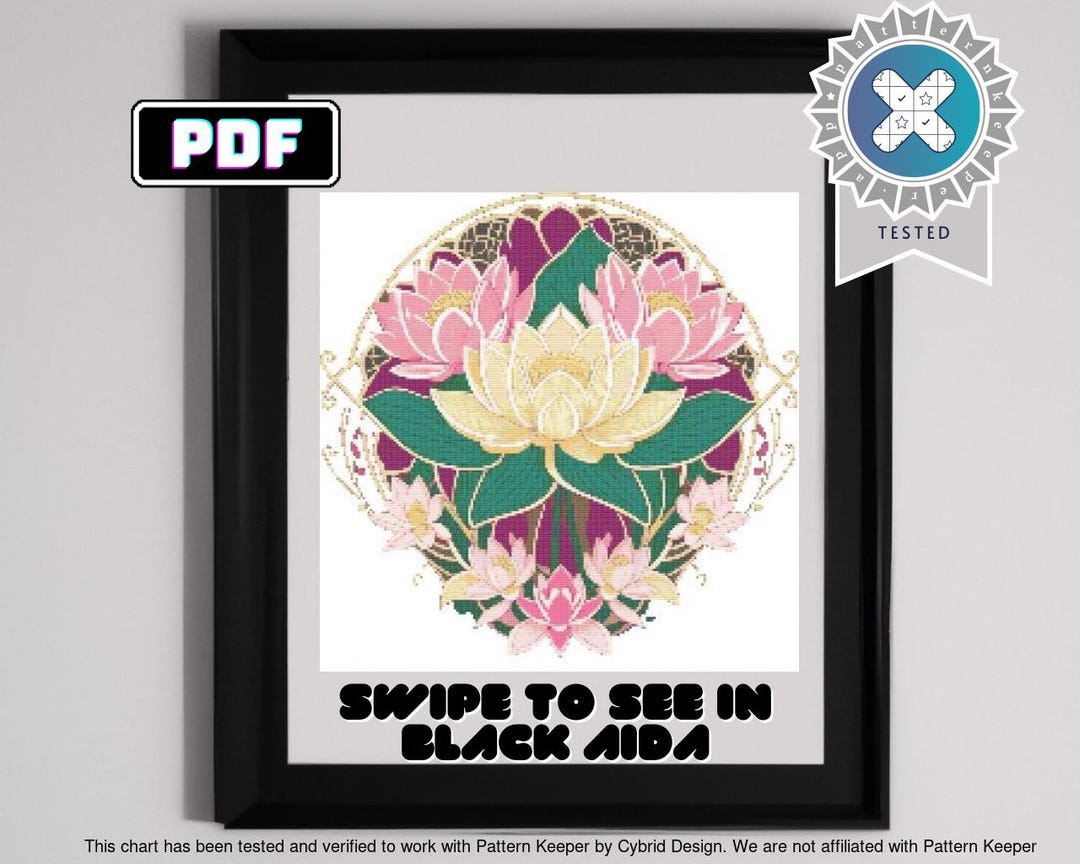 Lotus Flower Cross Stitch Pattern Floral Embroidery Design DIY Home ...