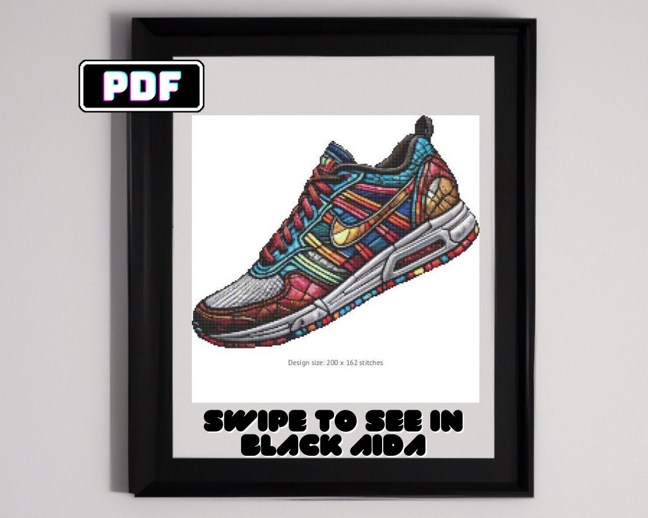 Colorful Stained Glass Sneaker Cross Stitch Pattern - Etsy