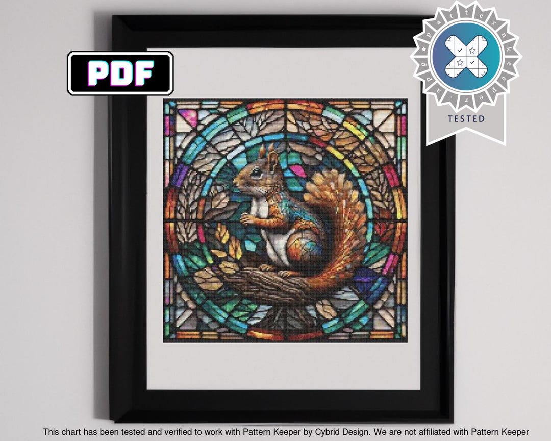 Stained Glass Cosmic Squirrel Cross Stitch Pattern - Etsy