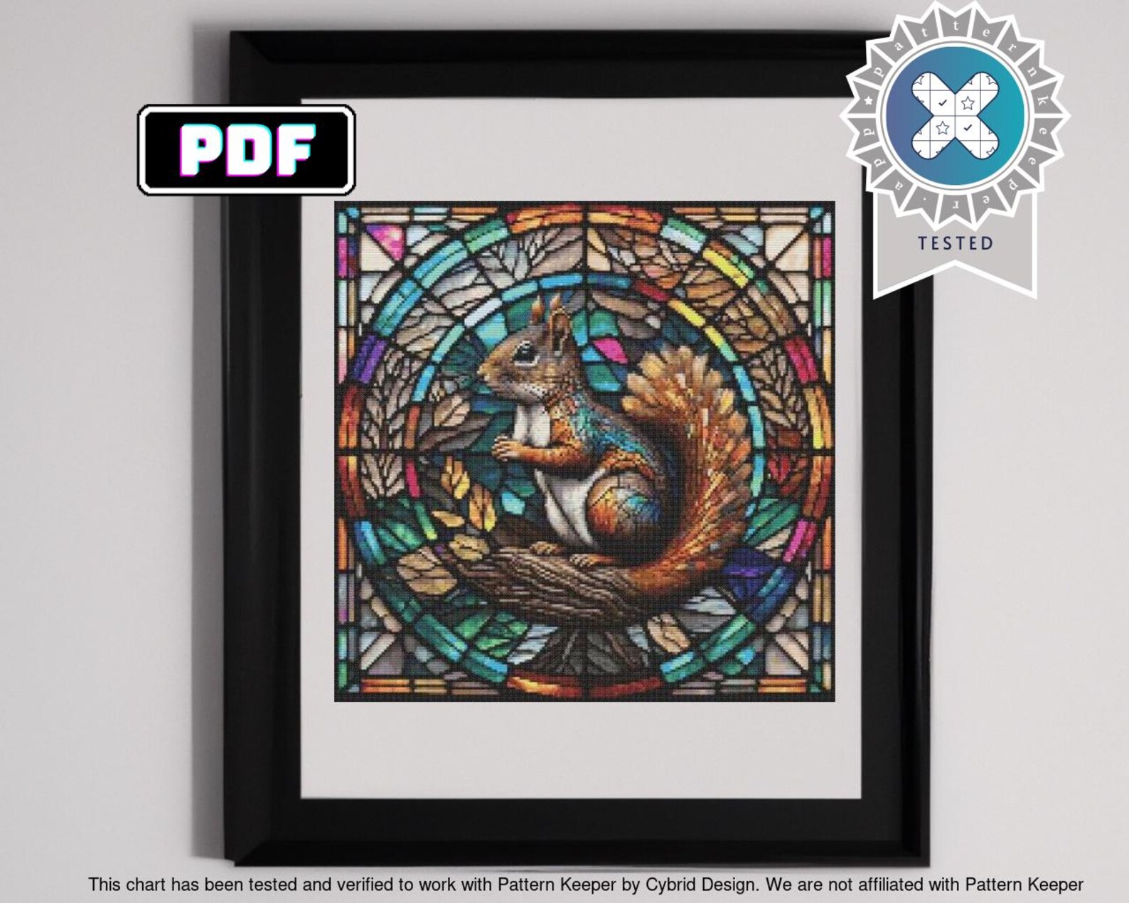 Stained Glass Cosmic Squirrel Cross Stitch Pattern - Etsy