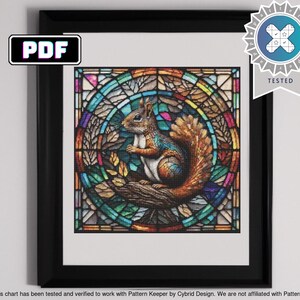 Stained Glass Cosmic Squirrel Cross Stitch Pattern - Etsy