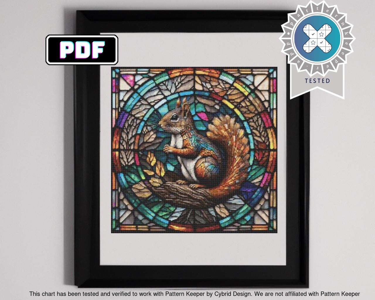 Stained Glass Cosmic Squirrel Cross Stitch Pattern - Etsy
