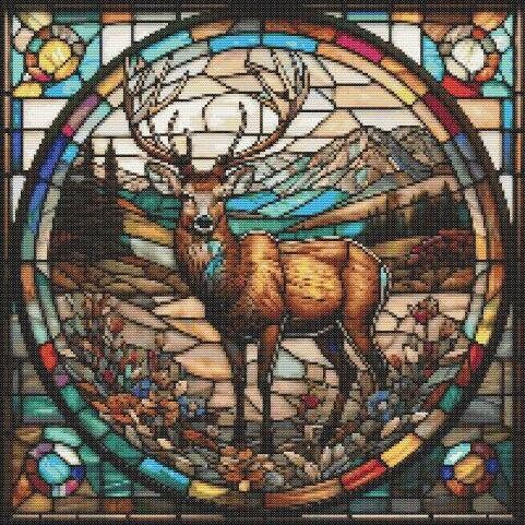 Deer Meadow Stained Glass Cross Stitch Pattern Nature - Etsy