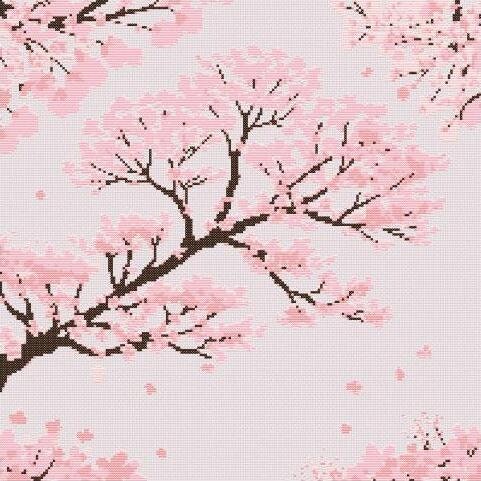 Cherry Blossom Cross Stitch Pattern - DIY Floral Needlework Design - Etsy