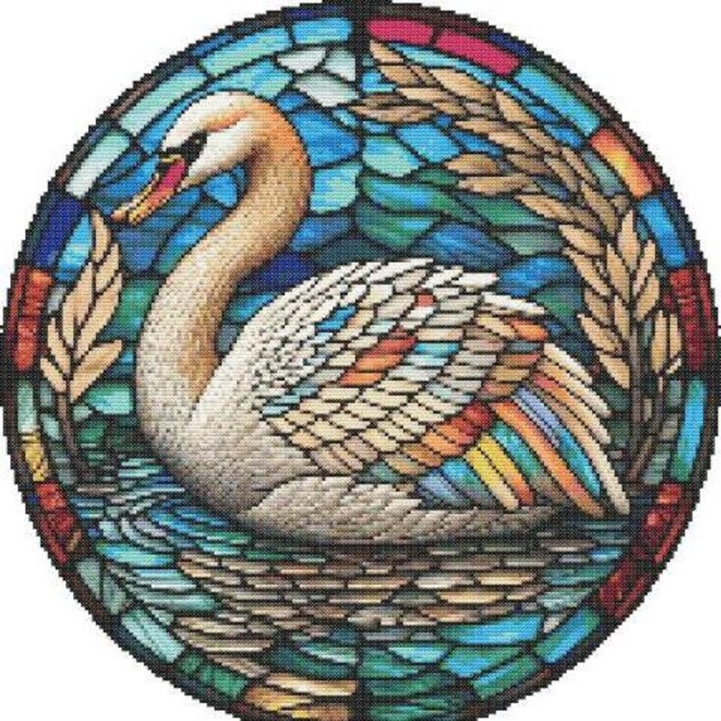Swan Stained Glass Cross Stitch Pattern - Etsy