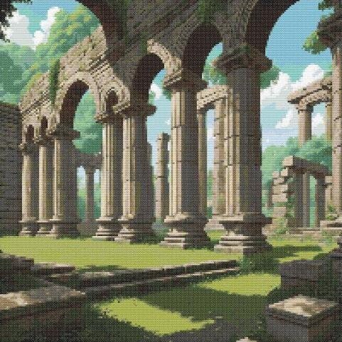 Ancient City Ruins Cross Stitch Pattern - Detailed DIY Needlework ...