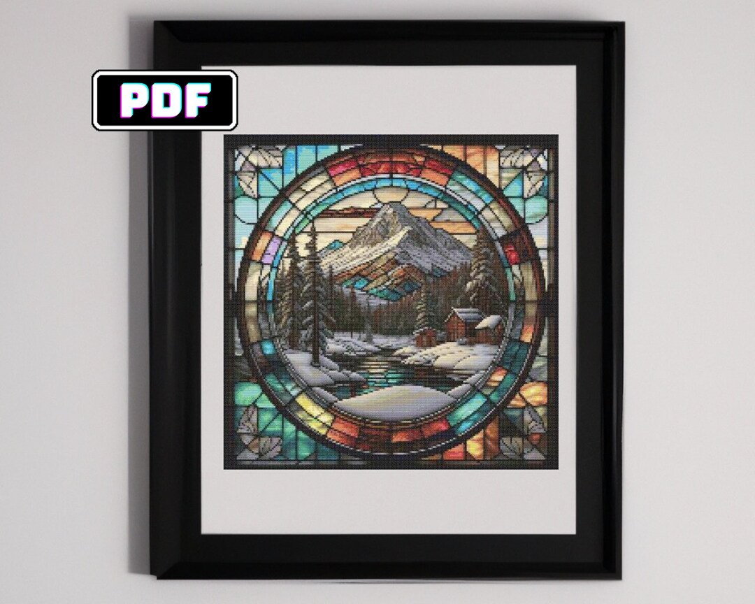 Nordic Winter Wilderness Stained Glass Cross Stitch Pattern - Etsy