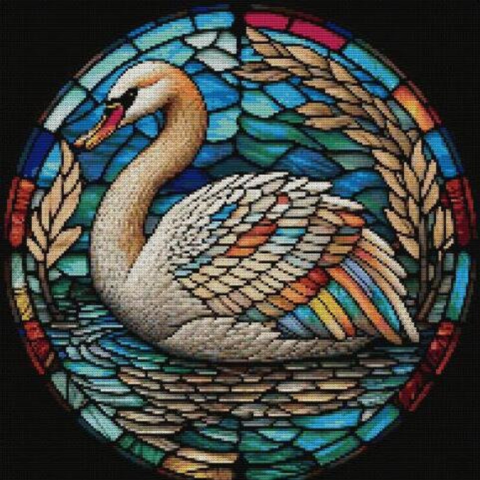 Swan Stained Glass Cross Stitch Pattern - Etsy