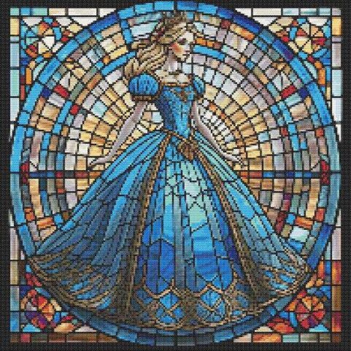 Cinderella Stained Glass Cross Stitch Pattern - Etsy