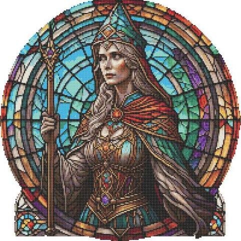 Female Wizard Stained Glass Cross Stitch Pattern - Etsy