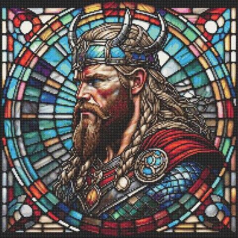 Thor Stained Glass Cross Stitch Pattern - Superhero Needlework Design ...