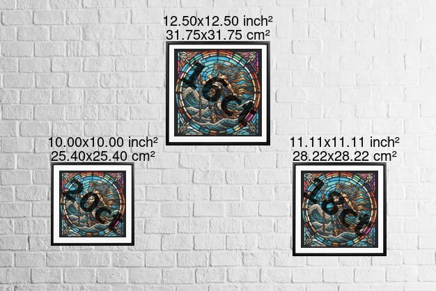 Poseidon Stained Glass Cross Stitch Pattern - Ocean God DIY Needlework ...