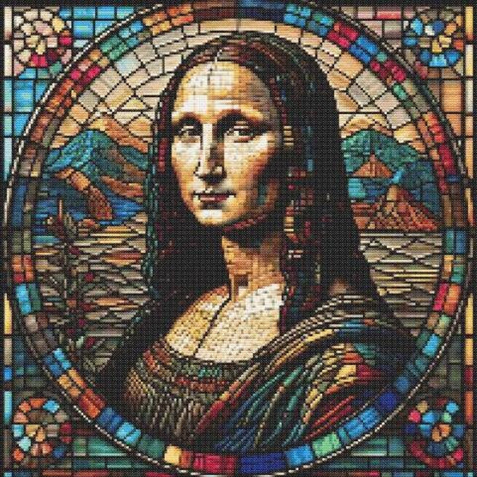 Mona Lisa Stained Glass Cross Stitch Pattern | Digital Download - Etsy