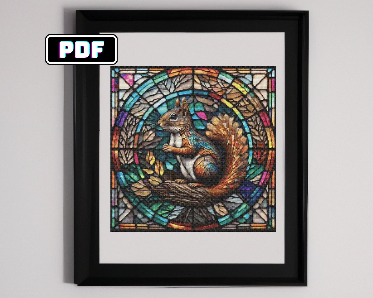 Stained Glass Cosmic Squirrel Cross Stitch Pattern - Etsy