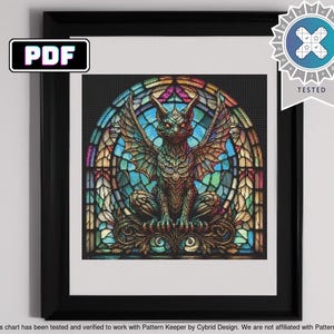 Enchanted Gargoyle Cross Stitch Pattern - Stained Glass Style - Etsy