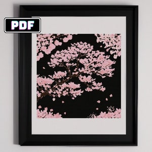 Cherry Blossom Cross Stitch Pattern DIY Floral Needlework Design - Etsy