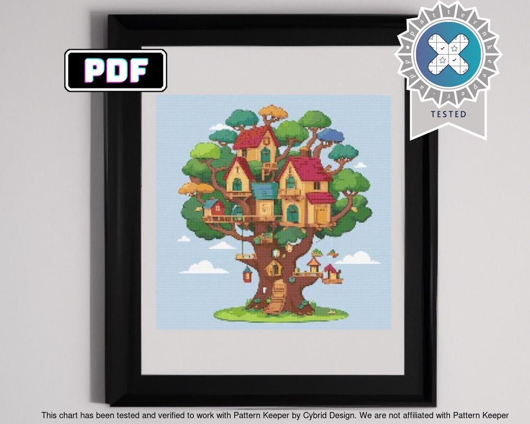 Treehouse Embroidery Pattern Rustic DIY Craft - Etsy