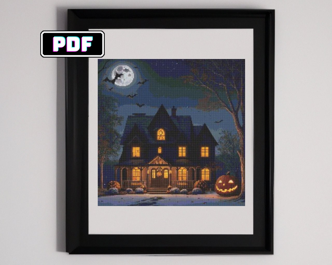 Haunted House Cross Stitch Pattern Halloween Embroidery - Etsy