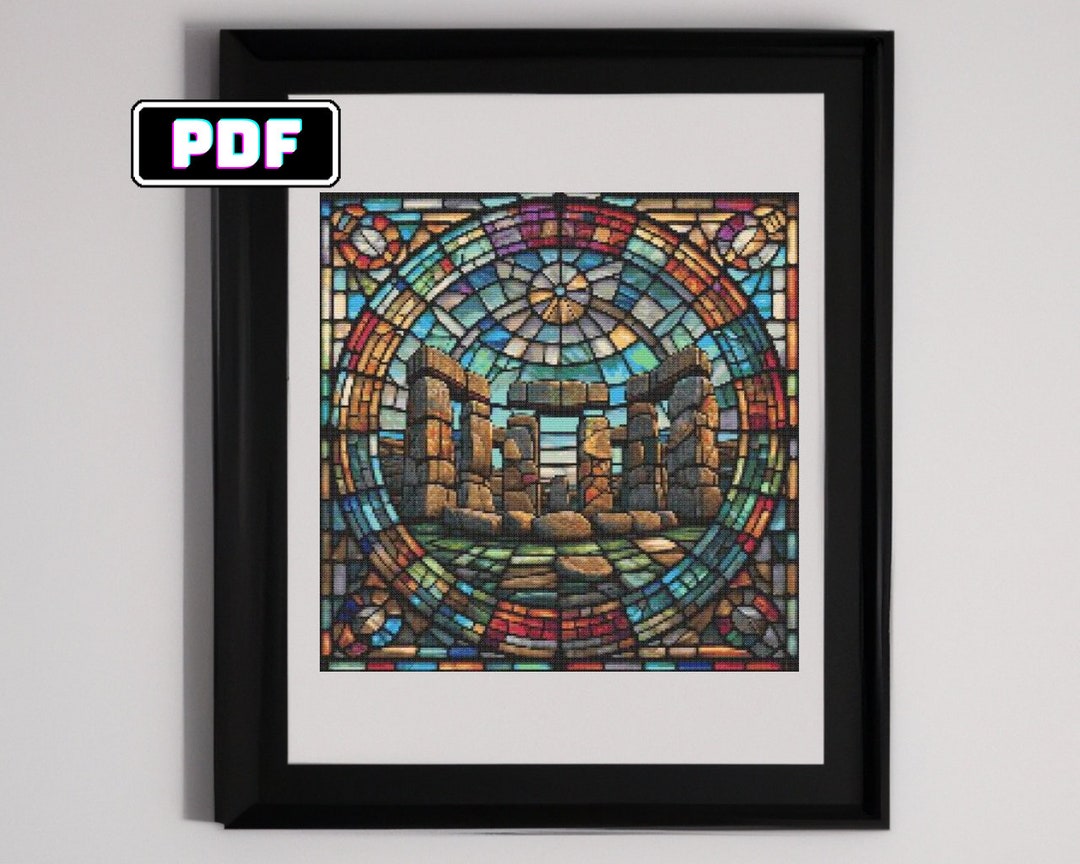 Stonehenge Stained Glass Style Cross Stitch Pattern - Etsy