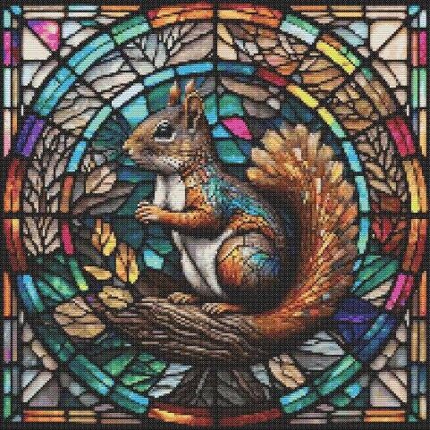 Stained Glass Cosmic Squirrel Cross Stitch Pattern - Etsy