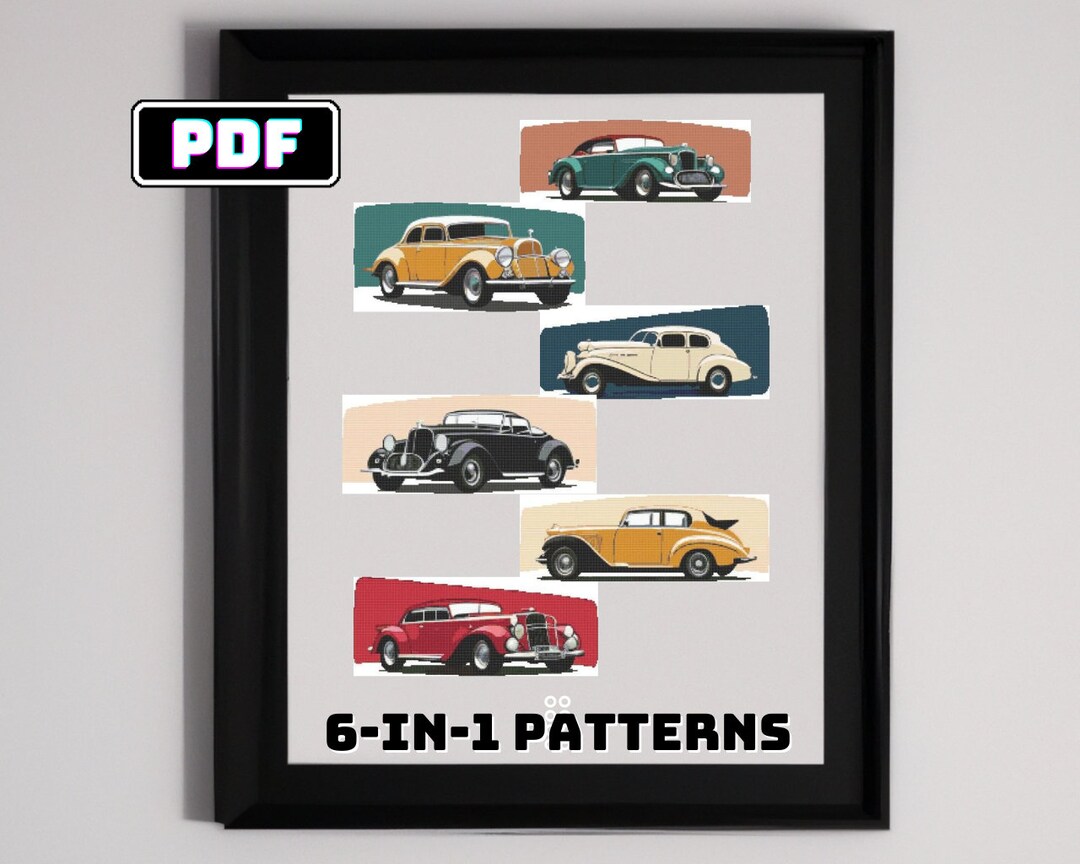 Vintage Car Cross Stitch Patterns Set - Instant Download - Etsy