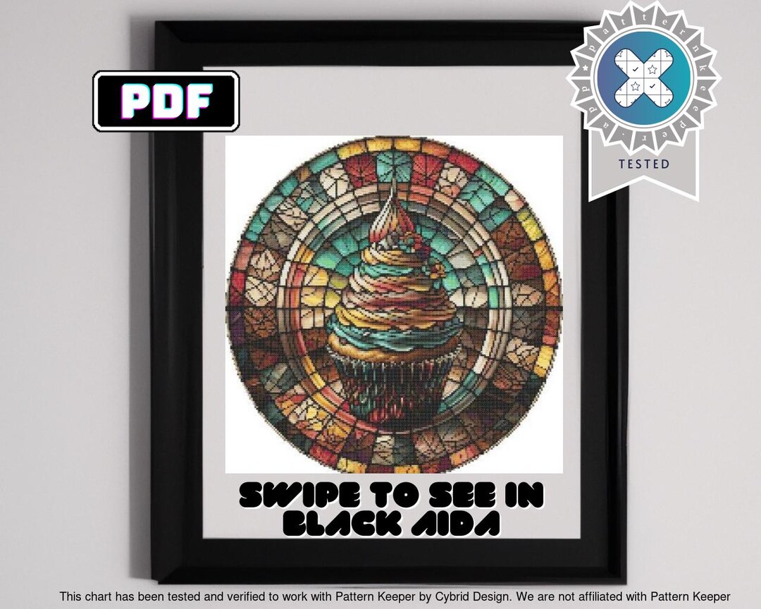Stained Glass Cupcake Cross Stitch Pattern DIY Home Decor - Etsy