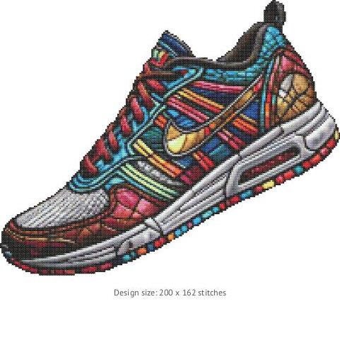 Colorful Stained Glass Sneaker Cross Stitch Pattern - Etsy