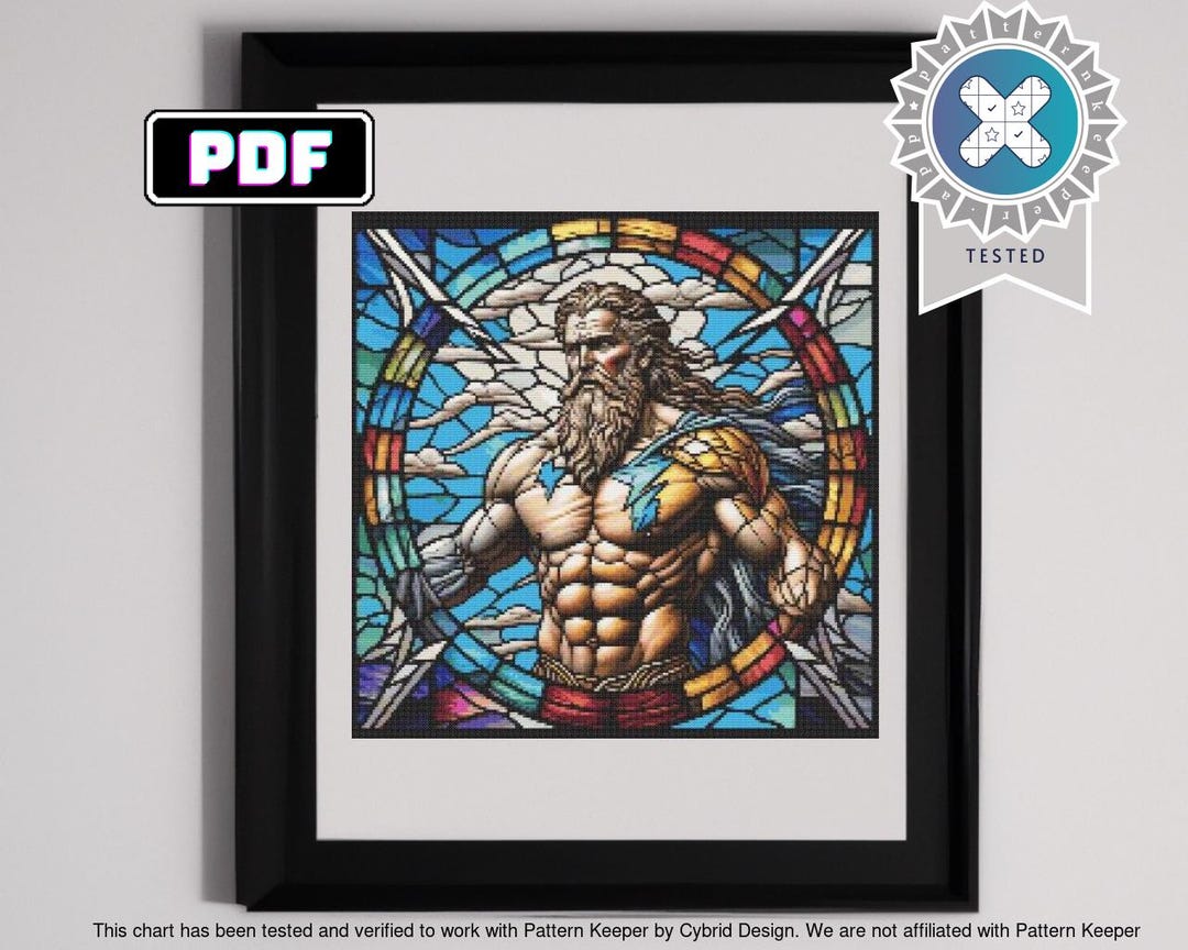 Zeus Cross Stitch Pattern - Stained Glass Style - Etsy