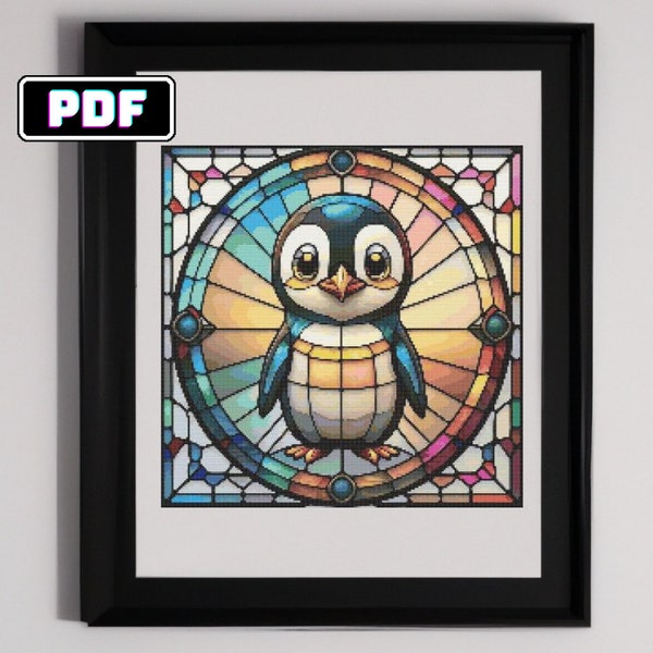 Stained Glass Penguin Pattern - Etsy