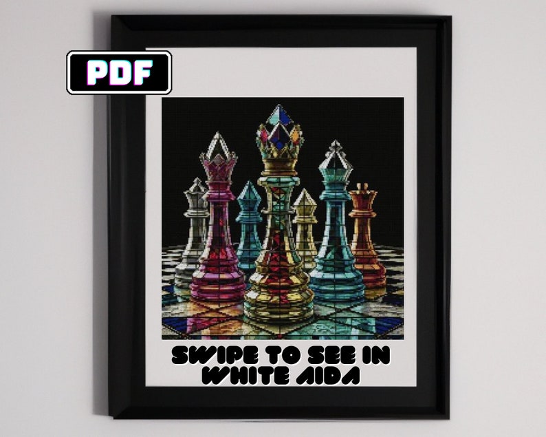 Stained Glass Chess Pieces Cross Stitch Pattern - Etsy