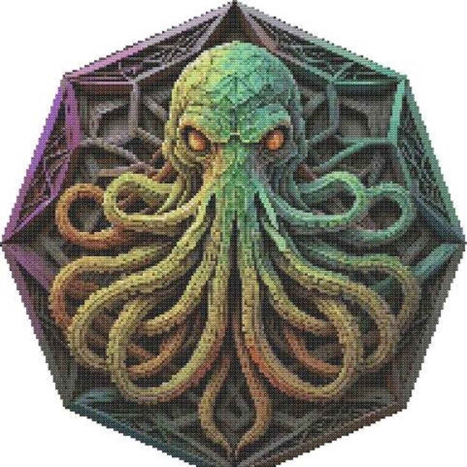Polygon Cthulhu Cross Stitch Pattern - Instant Download - Lovecraftian ...