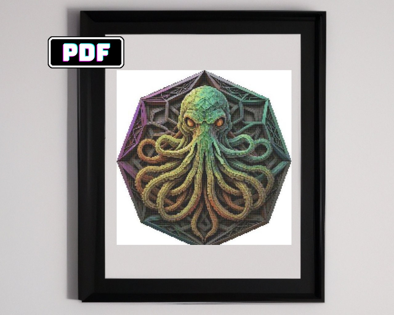 Polygon Cthulhu Cross Stitch Pattern Instant Download Lovecraftian Art ...