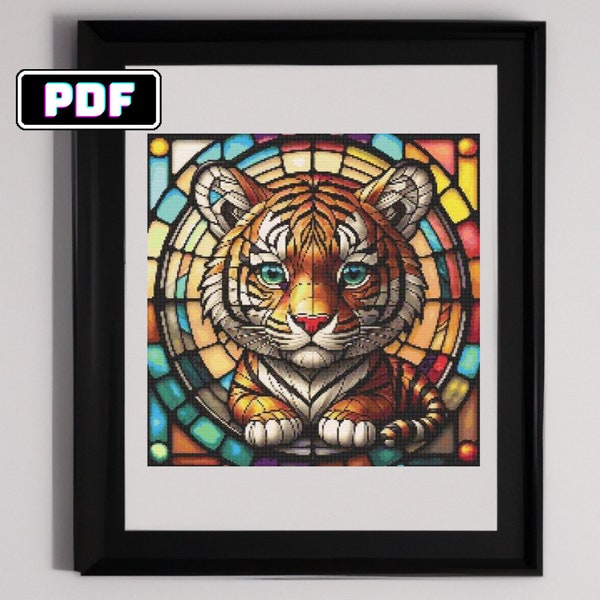 Tiger Stained Glass Pattern - Etsy