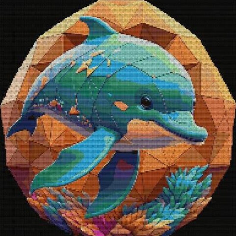 Baby Dolphin Polygon Art Cross Stitch Pattern Instant Download - Etsy