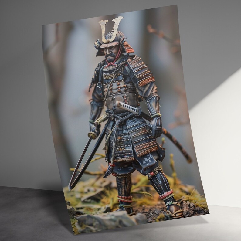 Samurai Warrior Art Print, Japanese Historical Figure, Detailed Armor ...