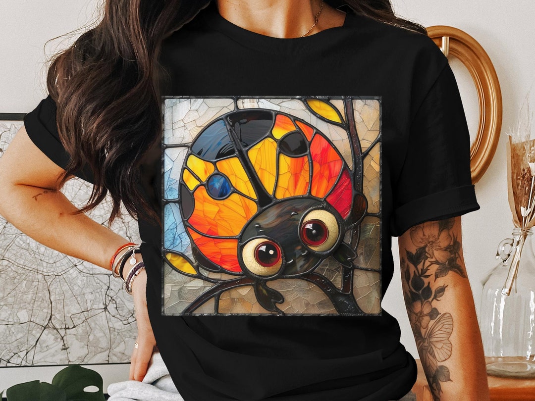 Stained Glass Ladybug T-shirt, Cute Insect Graphic Tee, Colorful ...